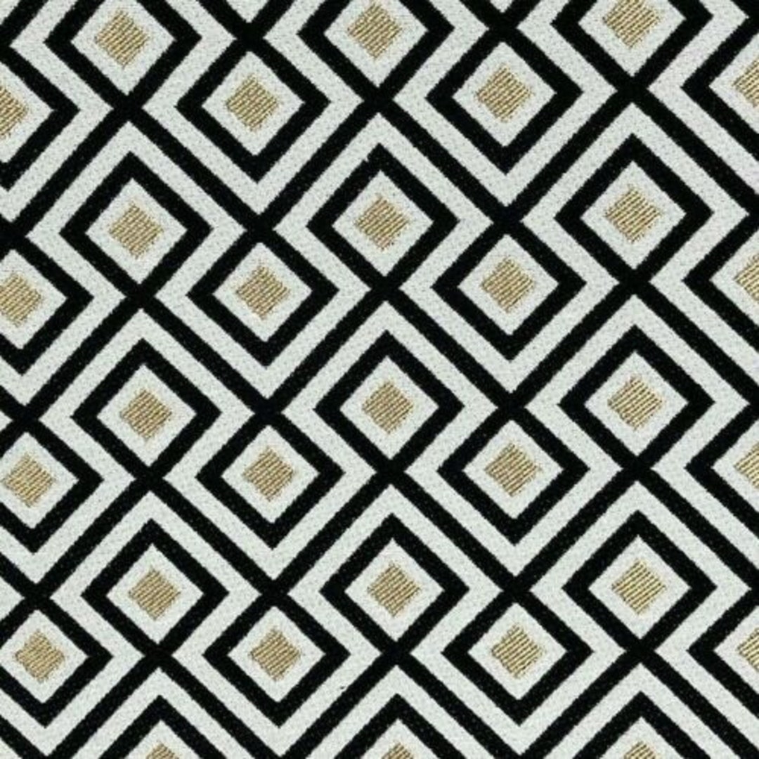 Art Deco Blocks Woven Fabric by Metre Upholstery Gold Black White ...