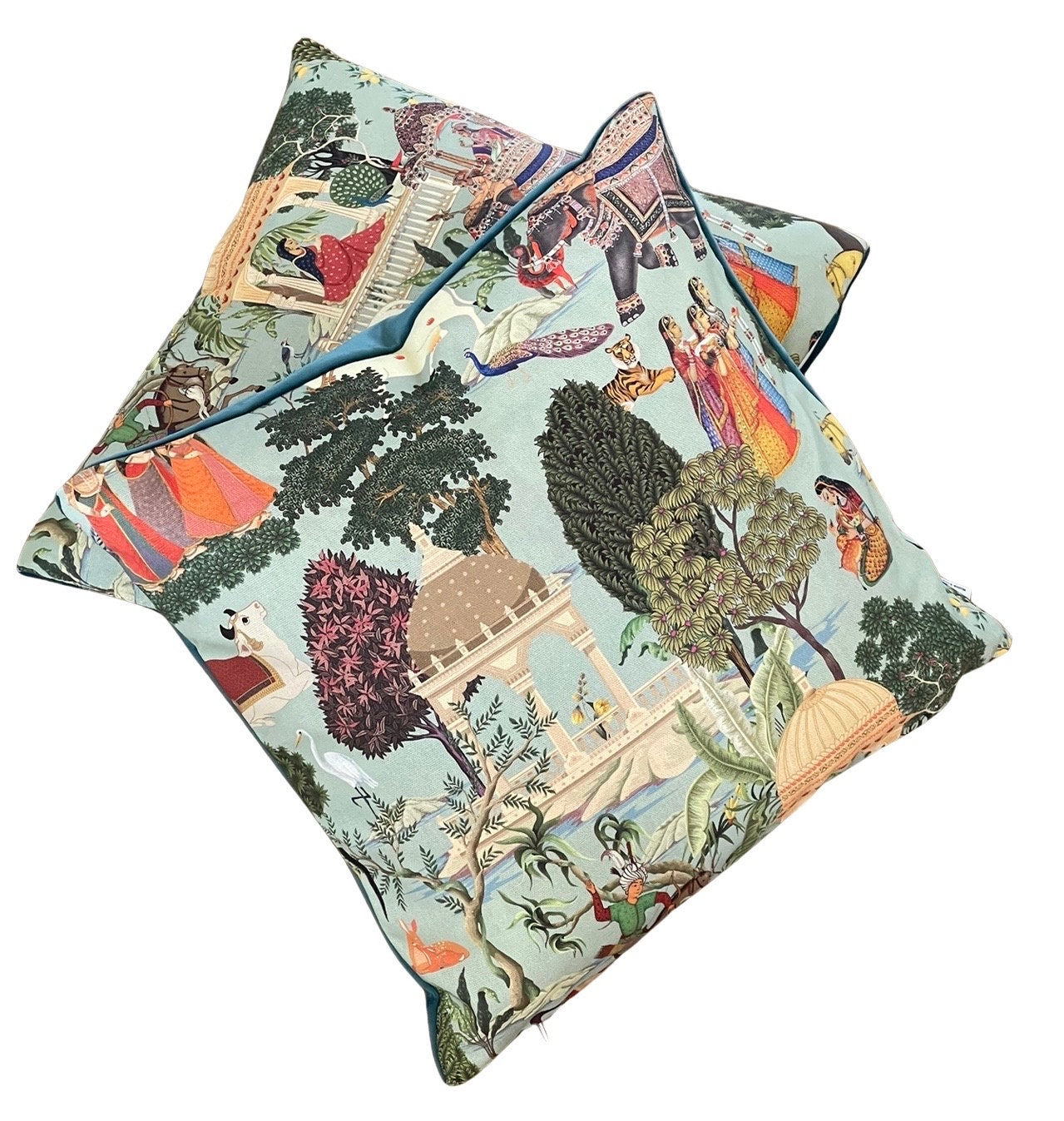 Regalia Cushion Cover Indian-inspired Print With Maharaja Horses, Cows ...