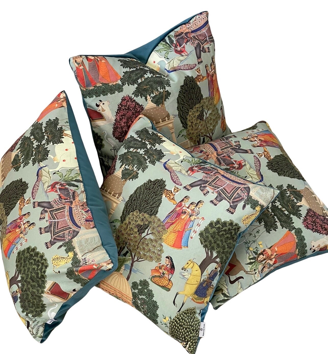 Regalia Cushion Cover Indian-inspired Print With Maharaja Horses, Cows ...