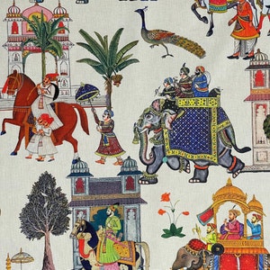 Elephants & Palms/ Pattern Jaipur / off White Cotton Fabric for Chic ...