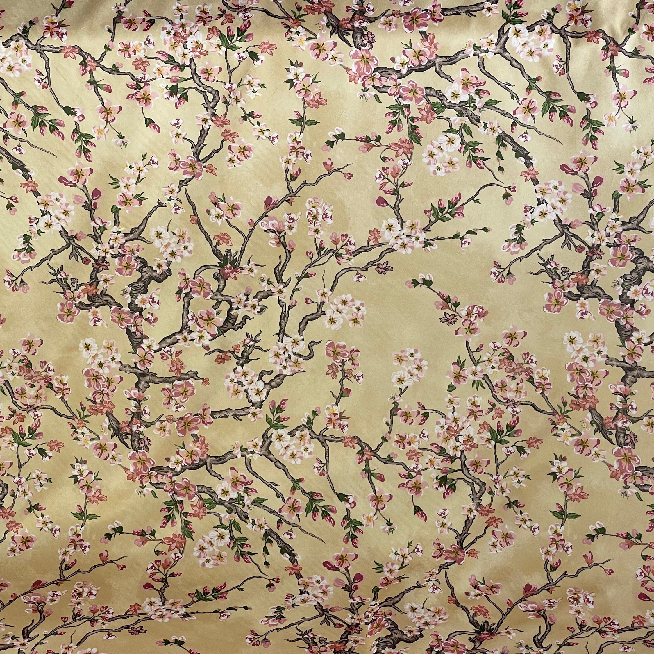 Van Gogh Cherry Blossom Light Yellow Velvet Fabric Sold by Meter ...