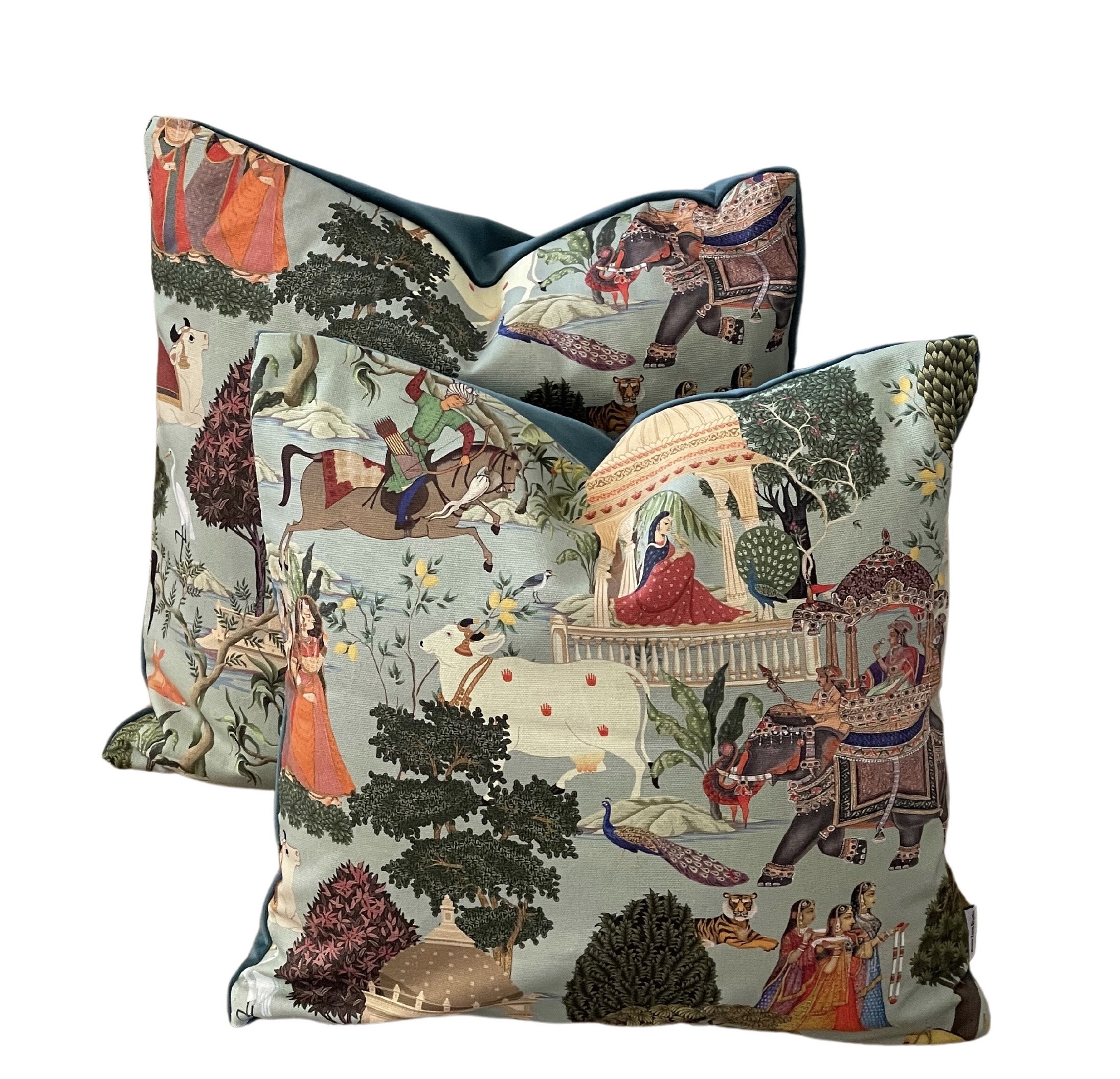 Regalia Cushion Cover Indian-inspired Print With Maharaja Horses, Cows ...
