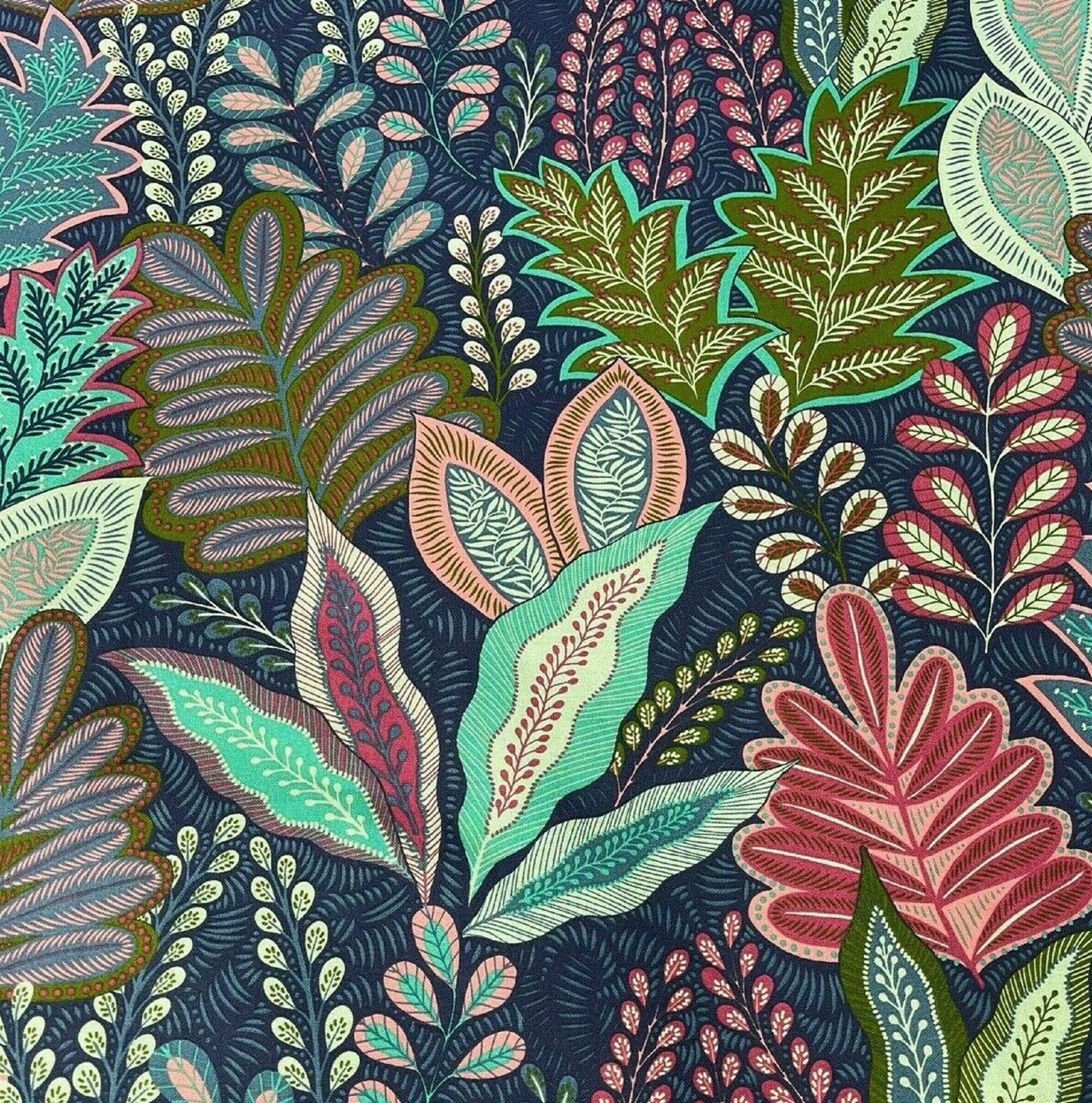 Blue Botanical Garden Forest Art Craft Printed Cotton Fabric - Etsy