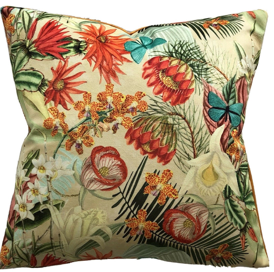 Tropical Pillow Cover Worm Yellow Cushion Case Floral Velvet Pillowcase ...