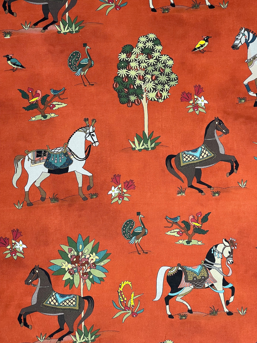Dressed up Arabian Horses / Printed Cotton / Rusty Orange Fabric With ...