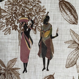 African Lady Printed Cotton Fabric Baobab Fruit Tree Leaves Brown - Etsy