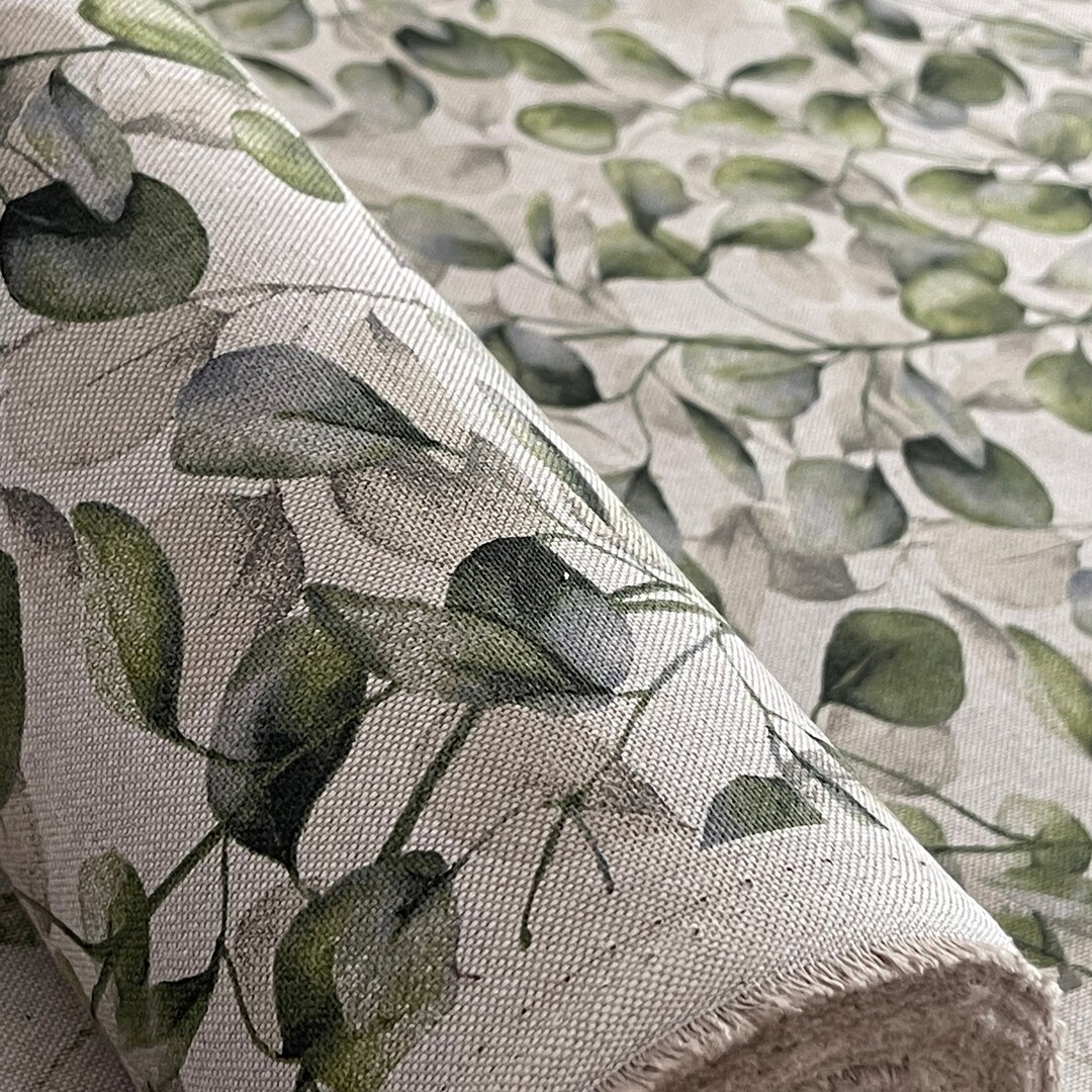 Poplar Leaves: Linen-look Printed Cotton Fabric for Creative Home ...
