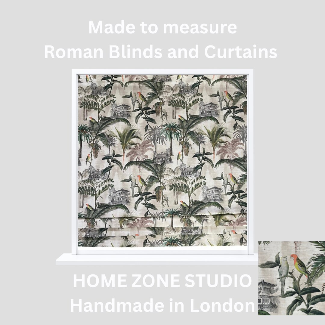 Pagoda and Parrots / Traditional English Roman Blinds / Custom - Made ...