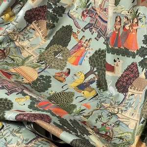 Indian Regalia Cotton Fabric: Elephant, Horse, Mughal Print - Etsy