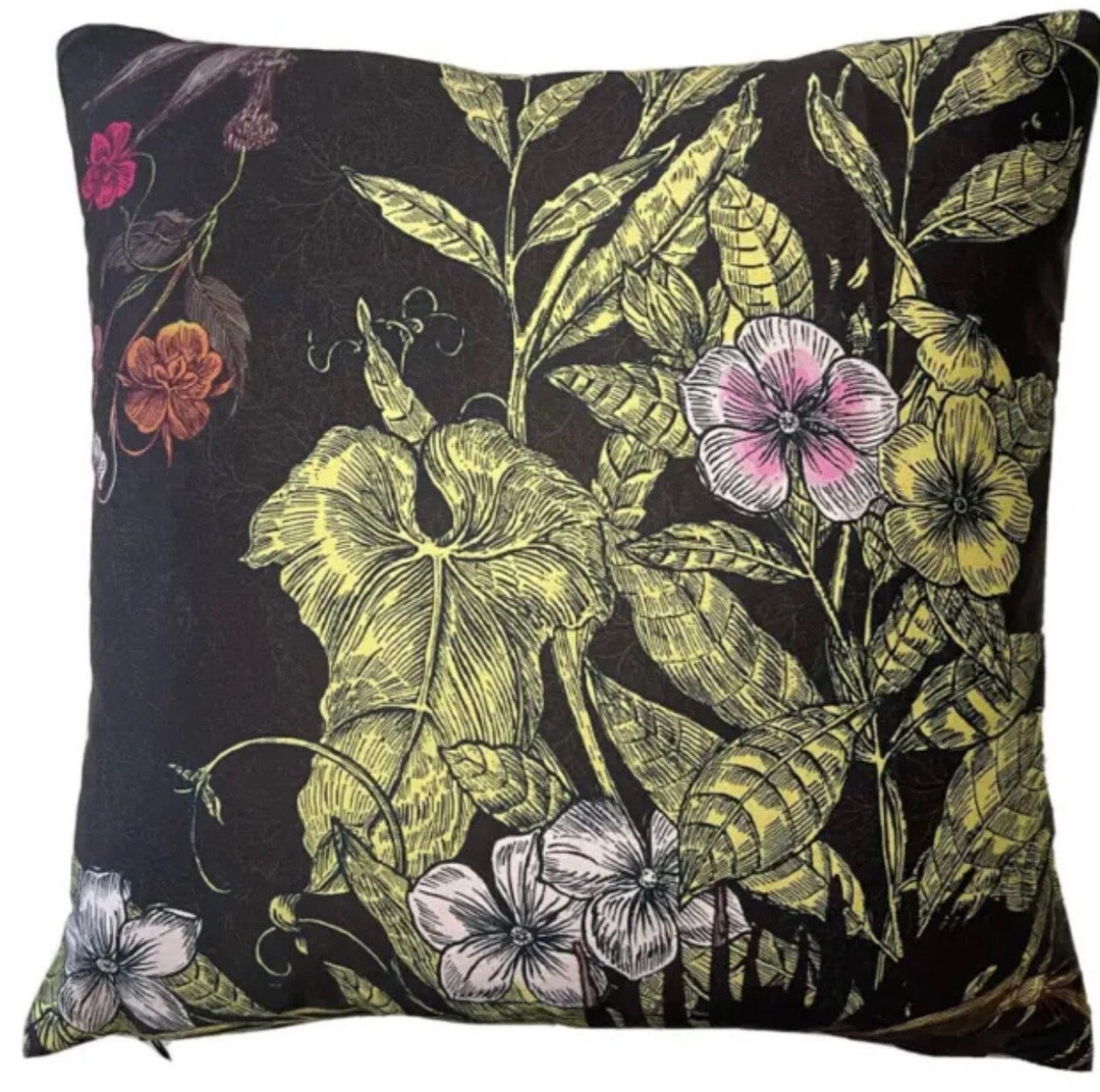 Timorous Beasties Opera Fabric Botanical Brown Cushion Cover Printed ...