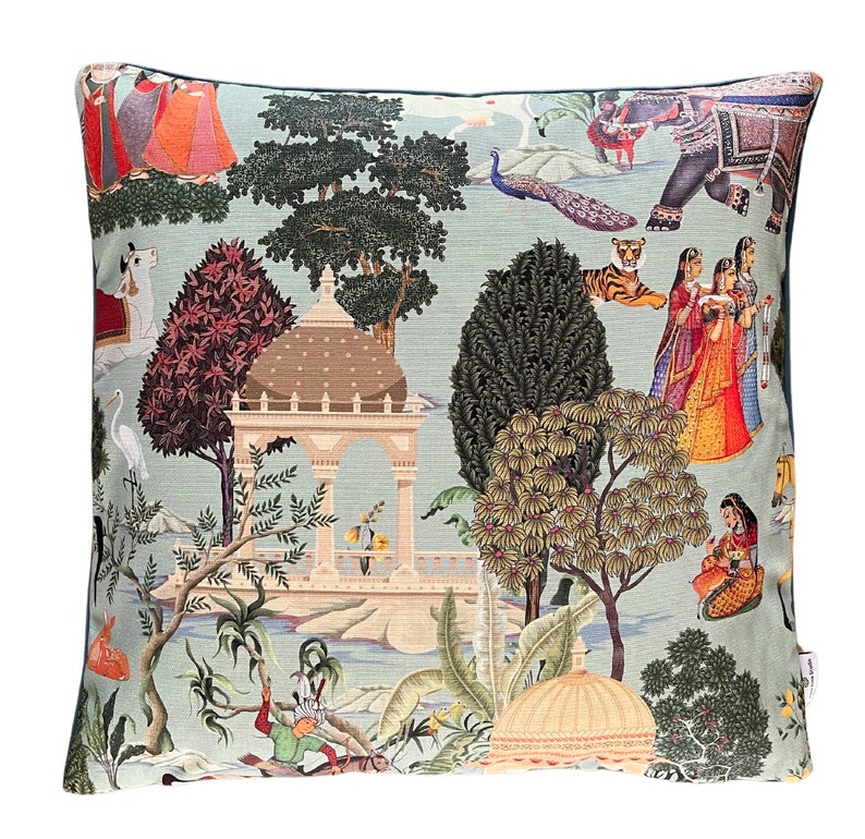 Regalia Cushion Cover Indian-inspired Print With Maharaja Horses, Cows ...
