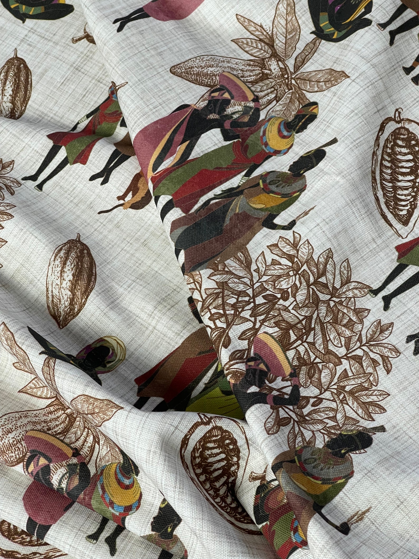 African Lady Printed Cotton Fabric Baobab Fruit Tree Leaves Brown - Etsy
