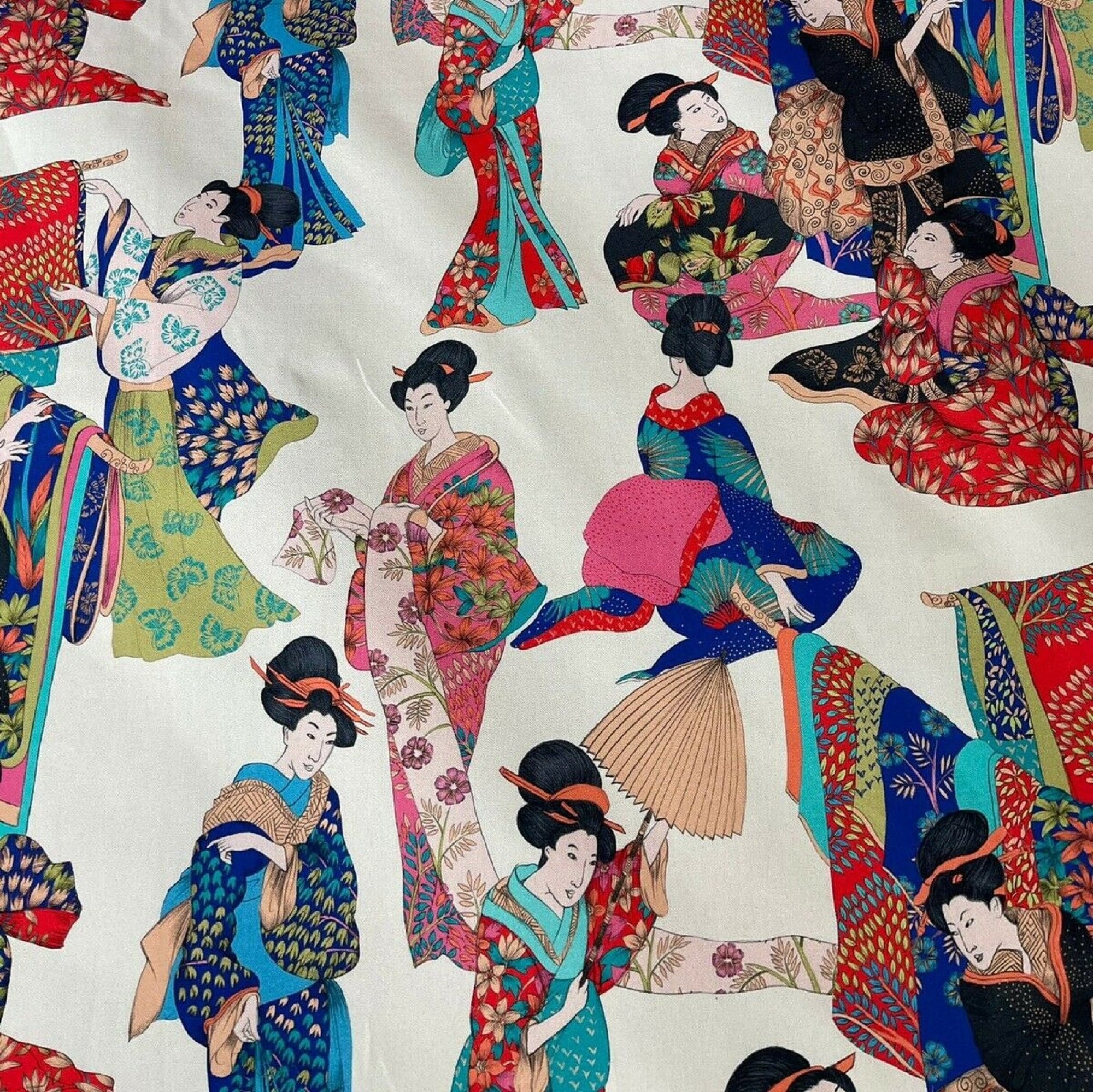 Beige Geisha Printed Cotton Fabric Sold by Meter Japanese Lady - Etsy