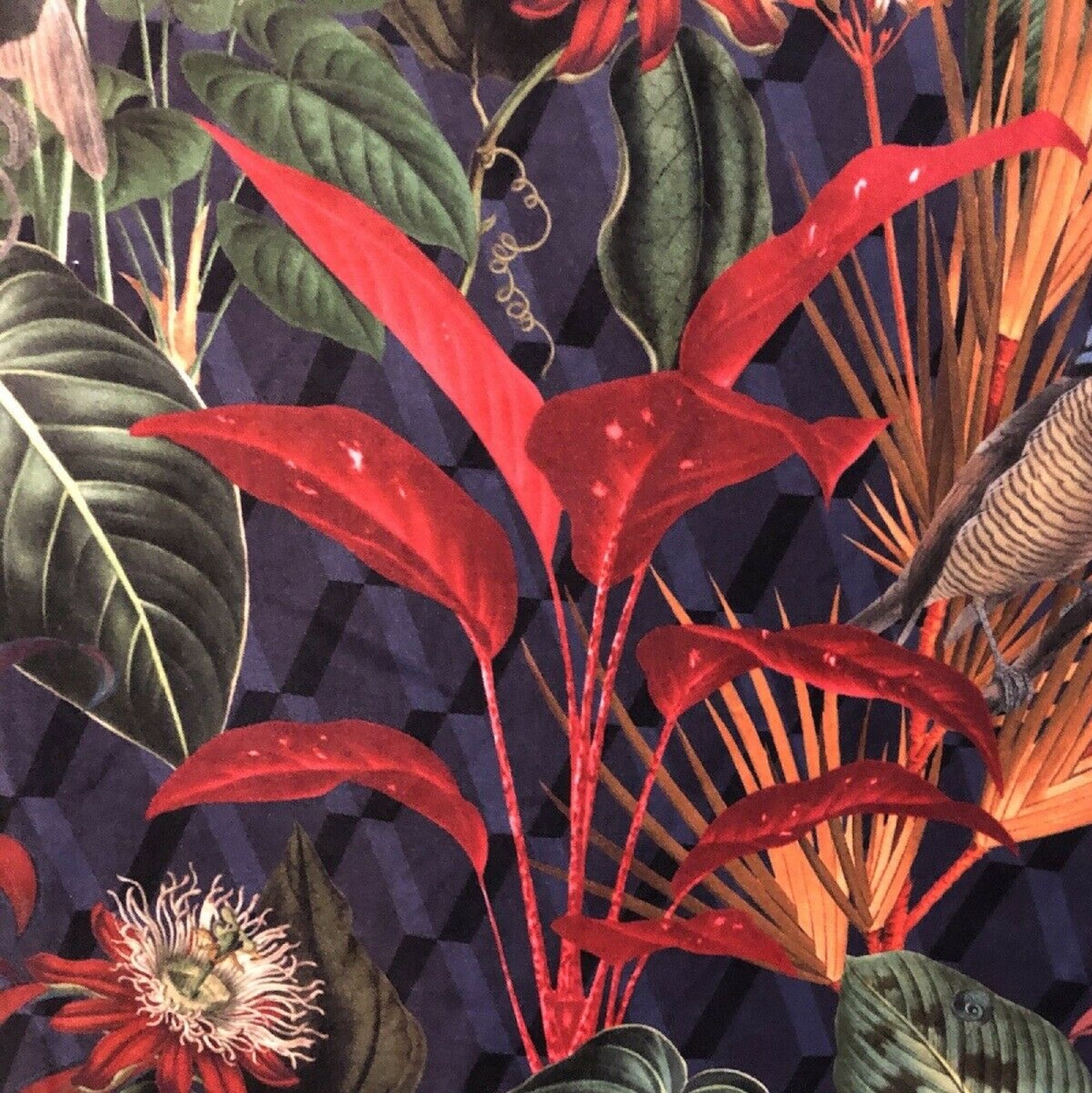 Deep Jungle Upholstery Printed Velvet Fabric Floral Material Green ...