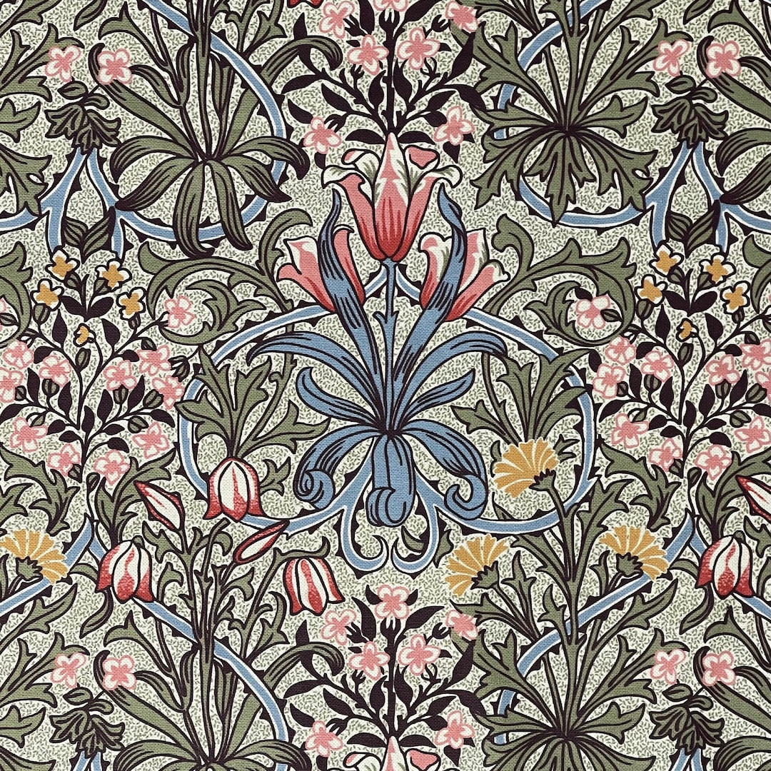 William Morris Fabric Pattern Woodland Weeds Tulips Printed Cotton ...