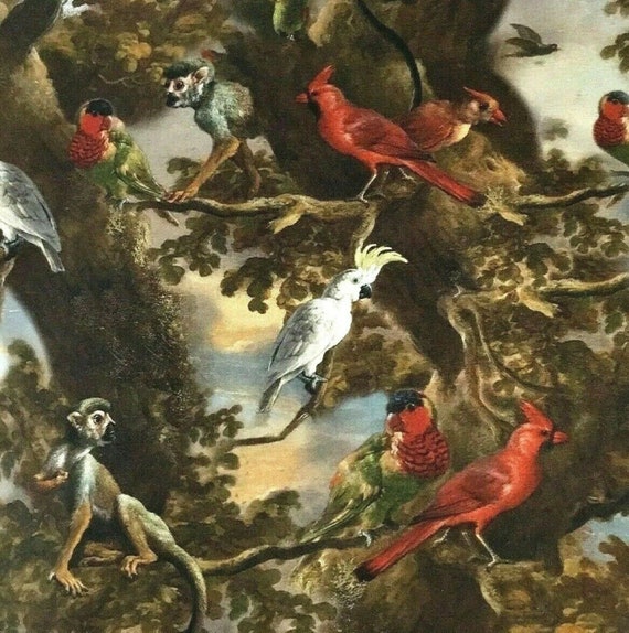 Golden Age Birds Beasties Art Printed Fabric Flora Fauna | Etsy