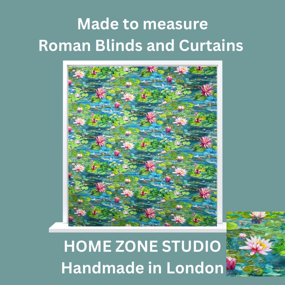 Roman Blinds / Pattern Water Lilly Painting Impressionist / Custom Made ...