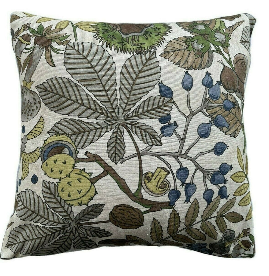 Botanical Cushion Cover Chestnut Maple Tree Seeds Printed Cotton - Etsy