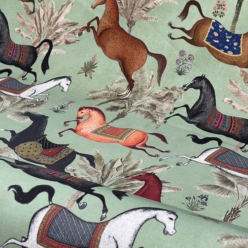 Horse Jacquard Fabric - Etsy UK