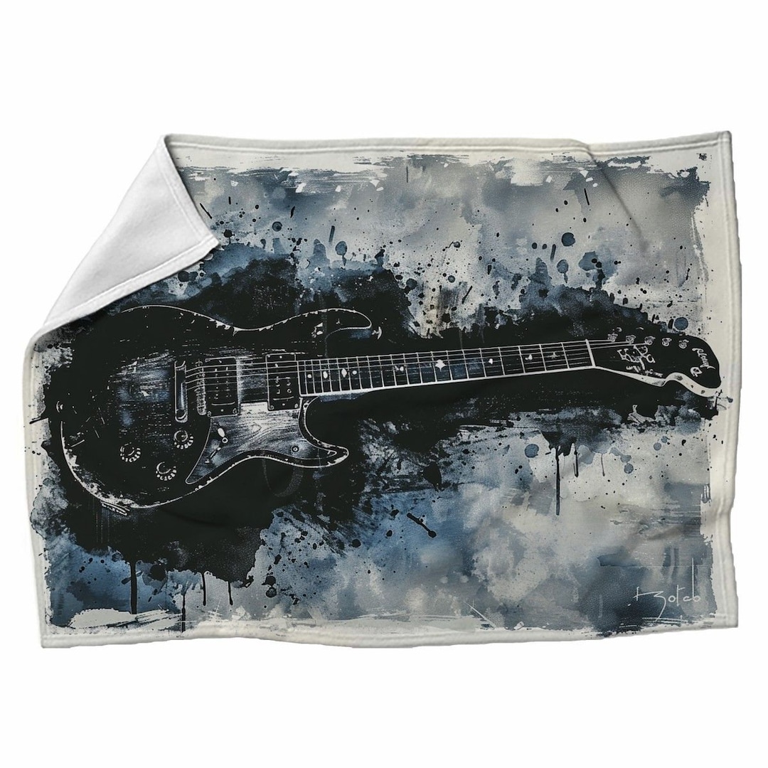 Guitar Blanket, Music Blankets, Instrument Sherpa Blanket, Grunge Throw ...