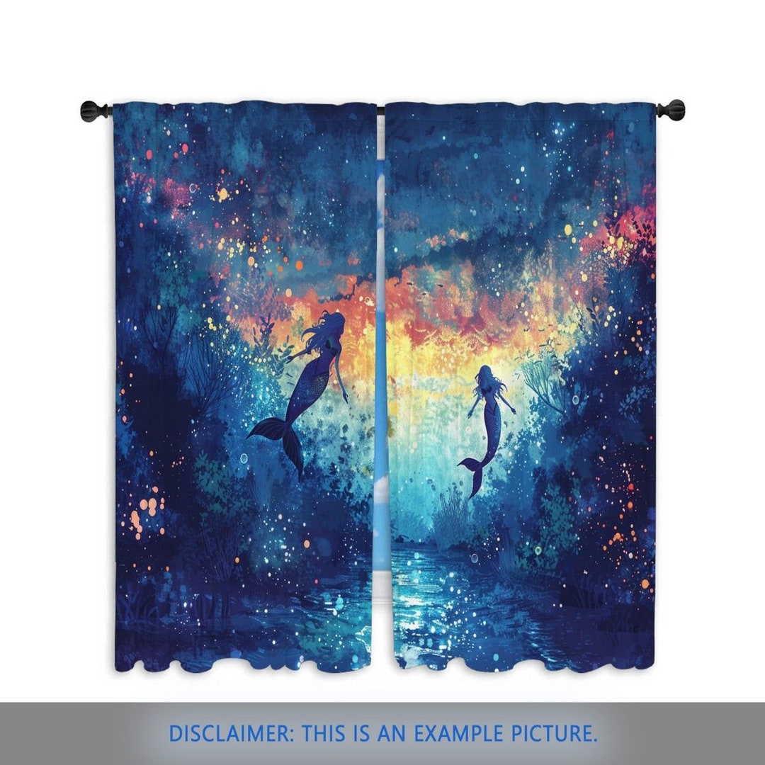 Mermaids Window Curtain, Fantasy Curtains, Aquatic Curtain Panel ...