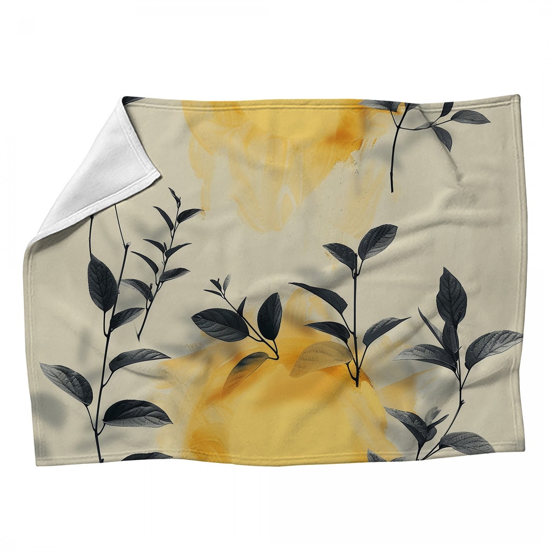 Botanical Silhouette Blanket, Nature Blankets, Simple Sherpa Blanket ...