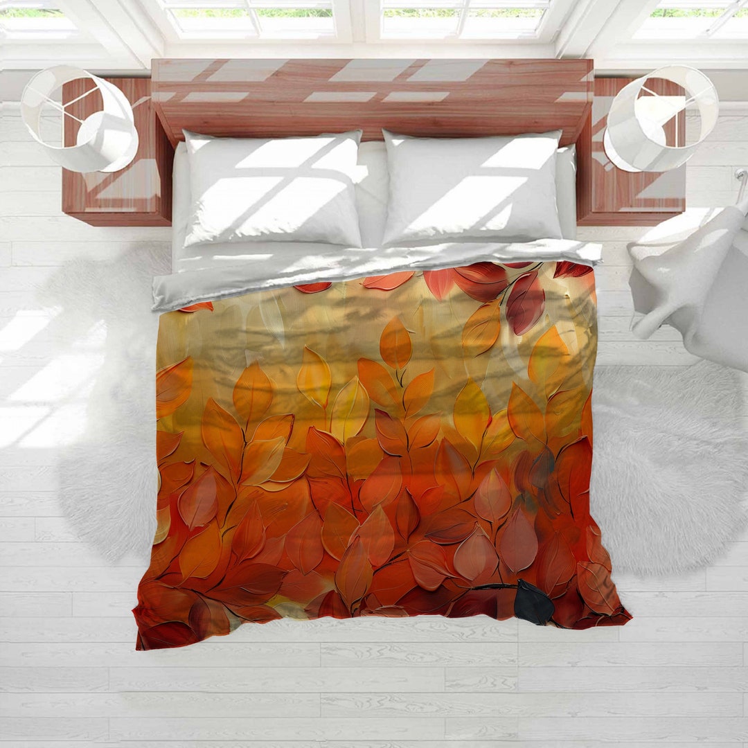 Autumn Leaves Bedding, Nature Bedding Set, Seasonal Comforter, Cozy ...