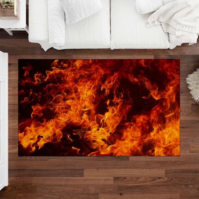 Alfombra con llamas ardientes: decoración para el hogar en rojo y ...