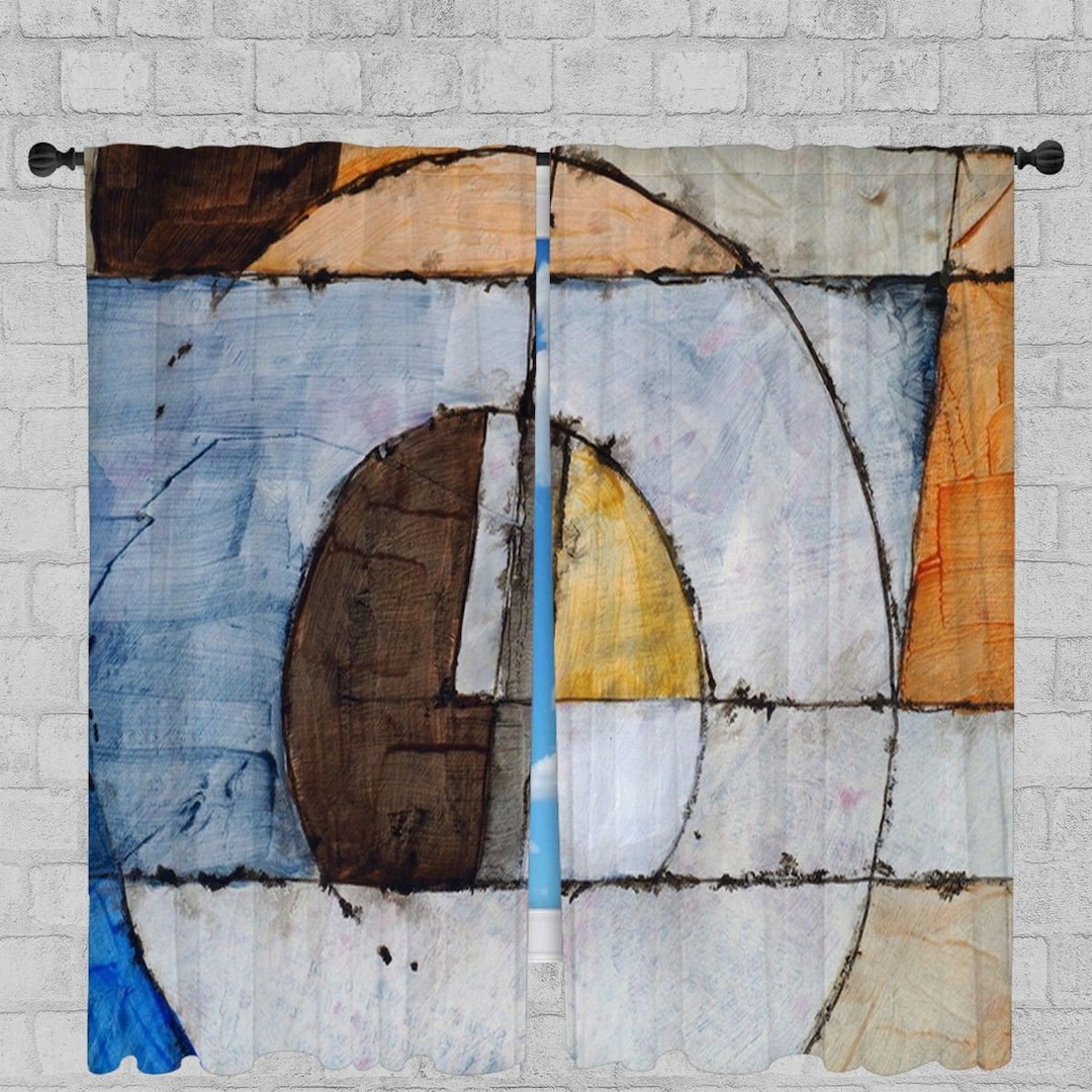 Artistic Design Window Curtains Multicolored Pastels Drapes Abstract ...