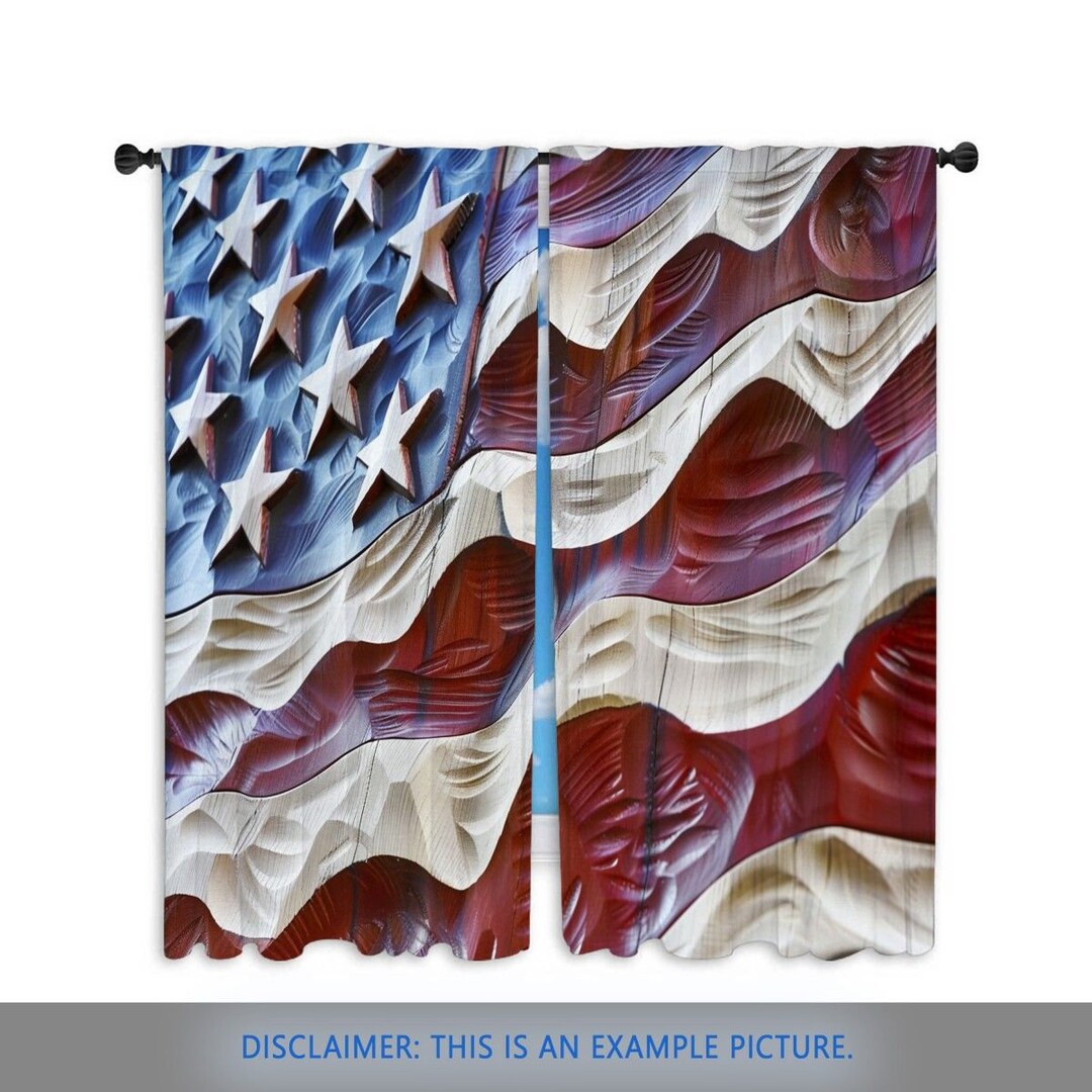 American Flag Window Curtain, Carving Curtains, Patriotic Curtain Panel ...