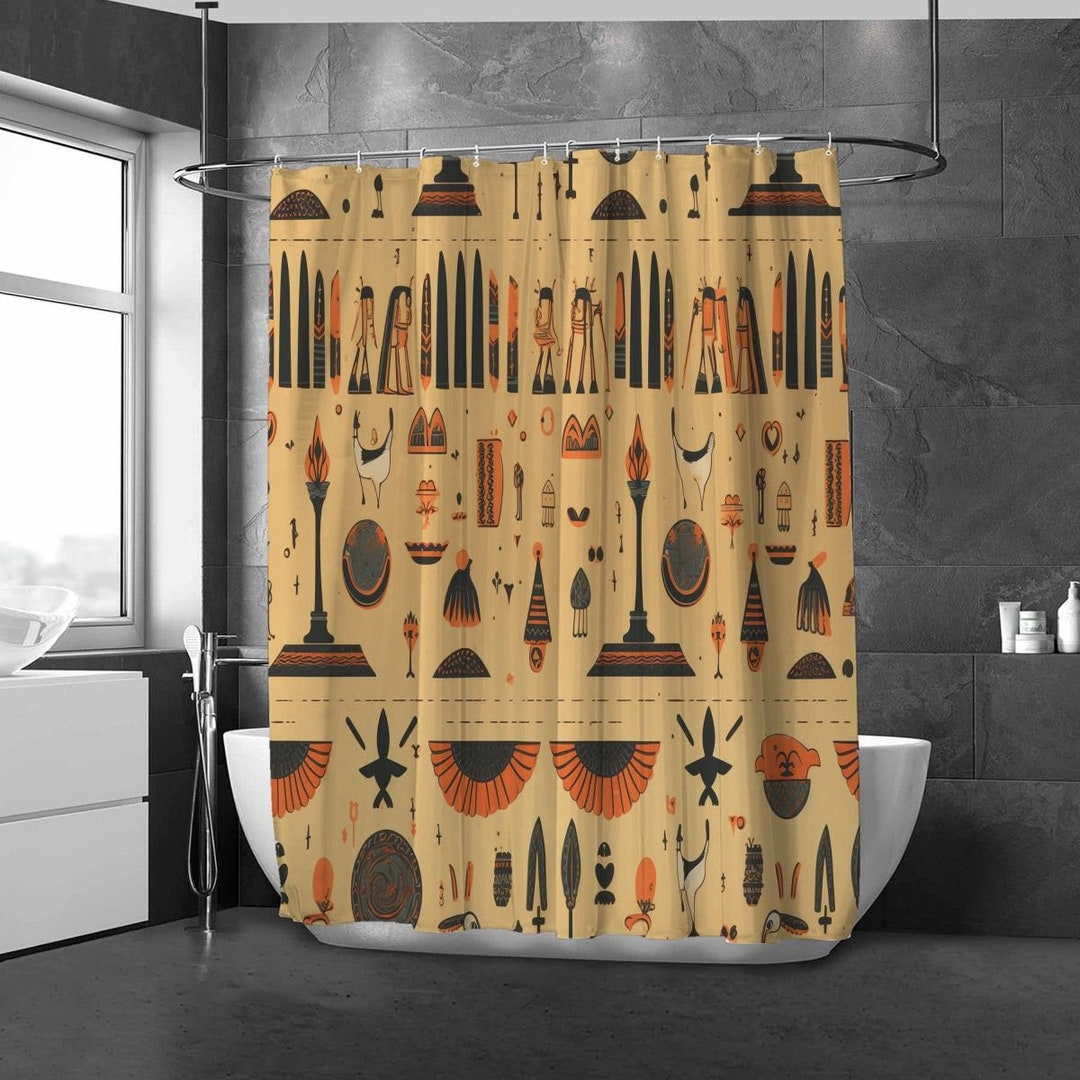 Egyptian Shower Curtain, Ancient Bathroom Decor, Pharaoh Bath Decor ...