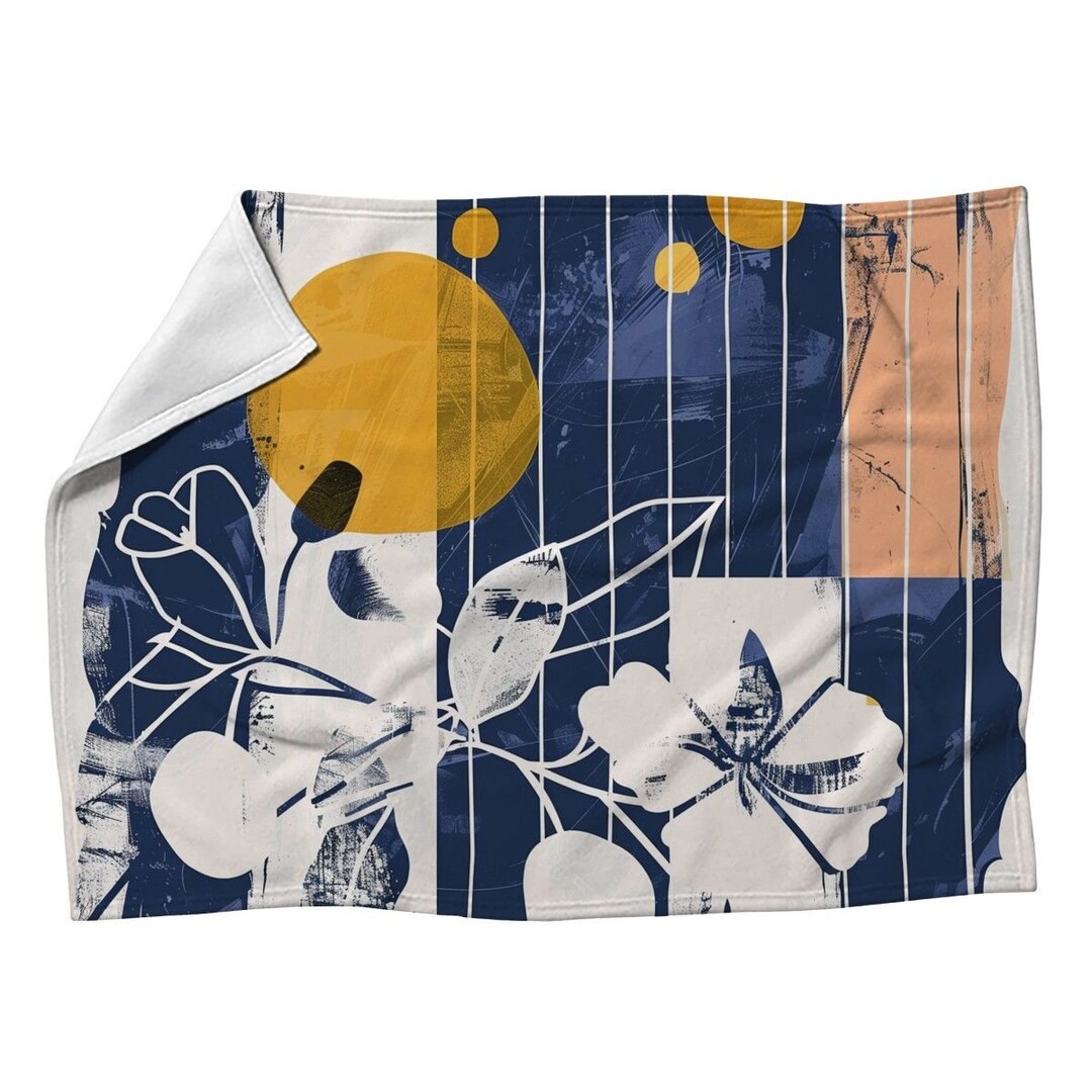 Abstract Floral Blanket, Cool Pattern Blankets, Modern Shapes Sherpa ...