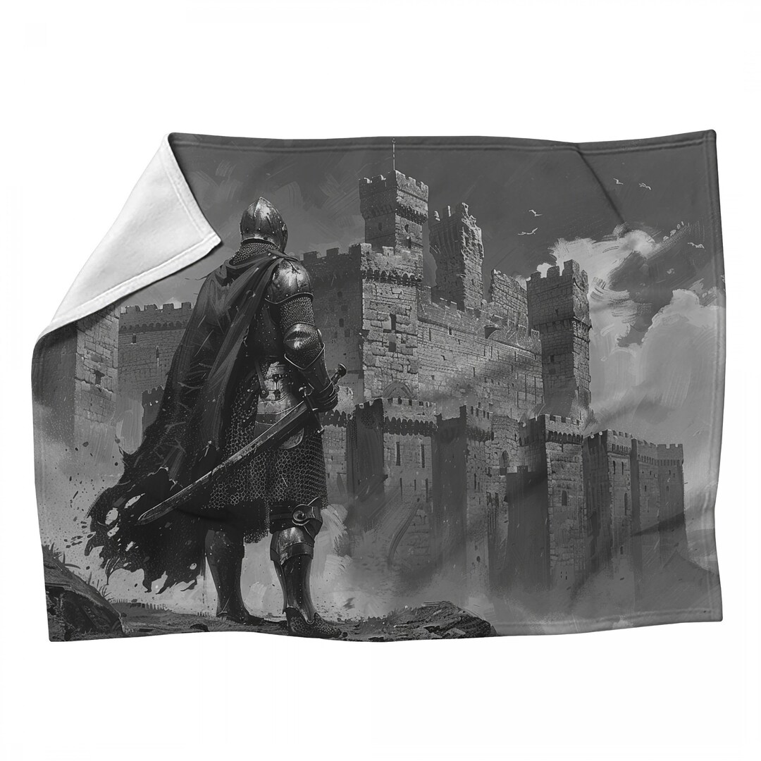 Medieval Knight Blanket, History Blankets, Castle View Sherpa Blanket ...
