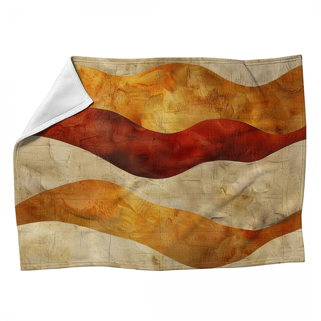 Autumn Waves Blanket, Abstract Blankets, Bohemian Sherpa Blanket ...