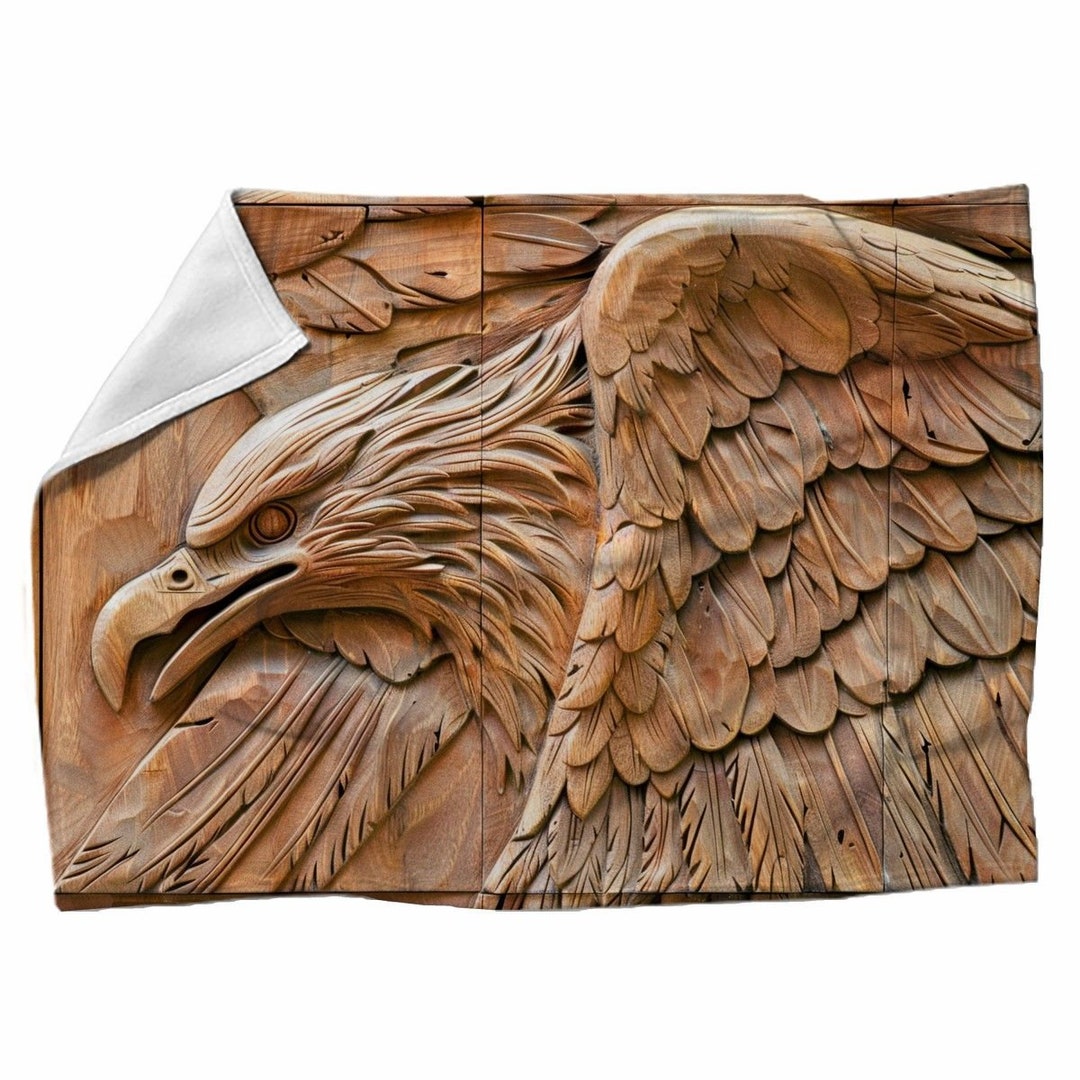 Eagle Blanket, Carving Blankets, Powerful Sherpa Blanket, Wooden Throw ...