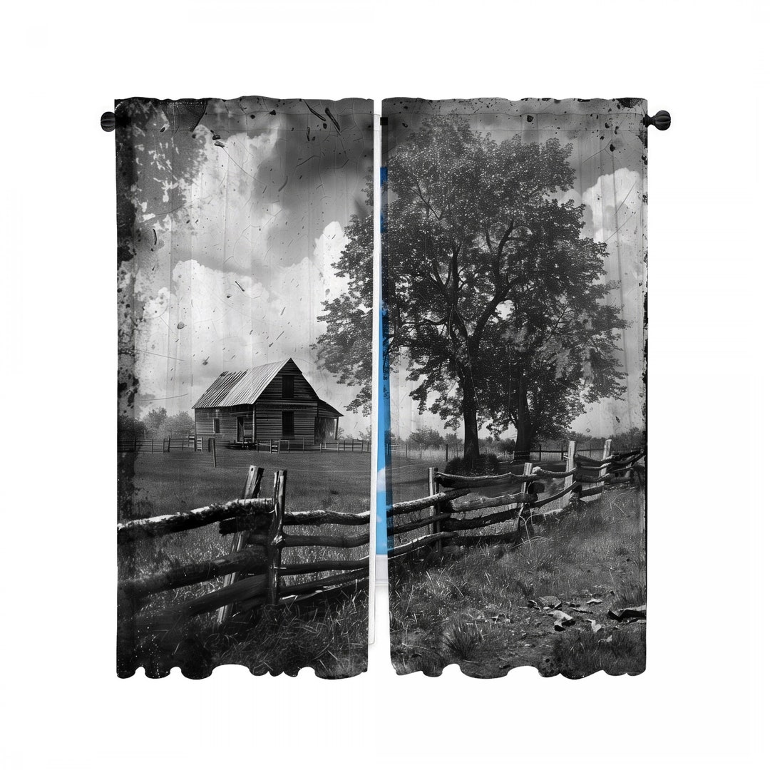 Rustic Cabin Window Curtain, Landscape Curtains, Rustic Curtain Panel ...