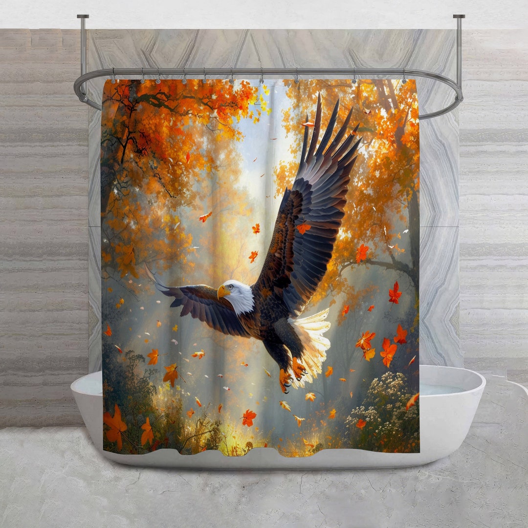 Eagle Shower Curtain, Wildlife Bathroom Decor, Rustic Bath Mat ...
