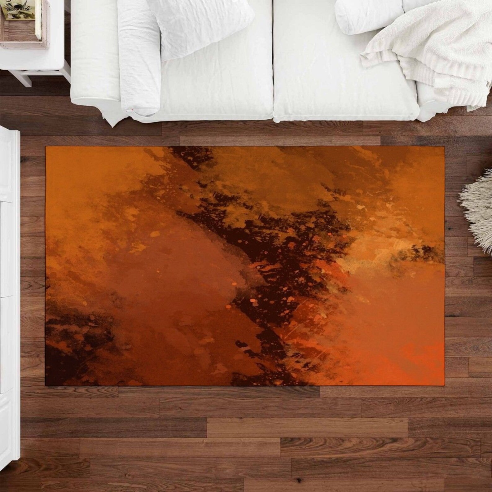 Rust Colored Painting Area Rugs Burnt Orange Rug Rust Orange - Etsy