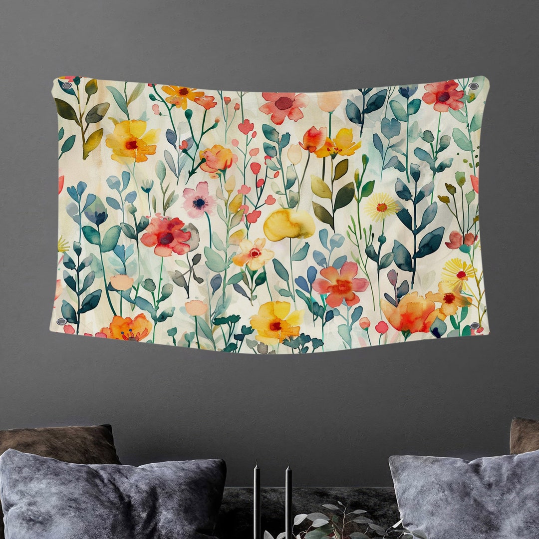 Floral Pattern Wall Art, Botanical Wall Decor, Colorful Flowers ...