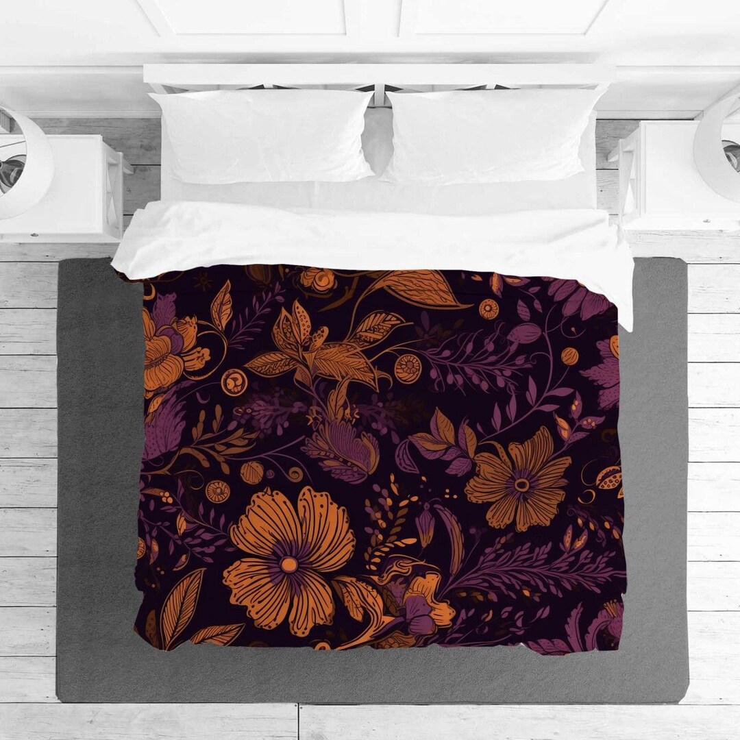 Floral Bedding, Garden Bedding Set, Brown Comforter, Flowers Home Decor ...