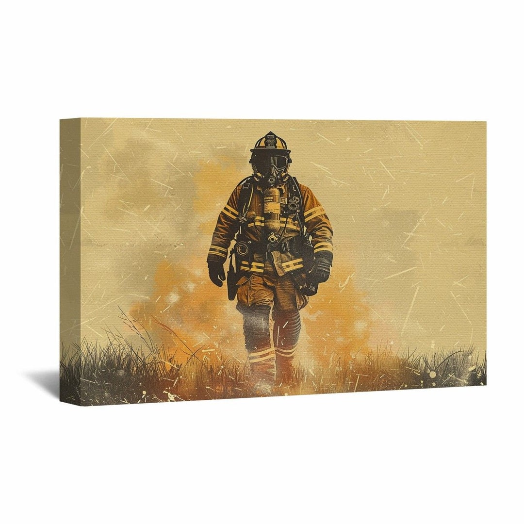 Firefighter Wall Art, Emergency Wall Decor, Heroic Tapestry, Modern ...