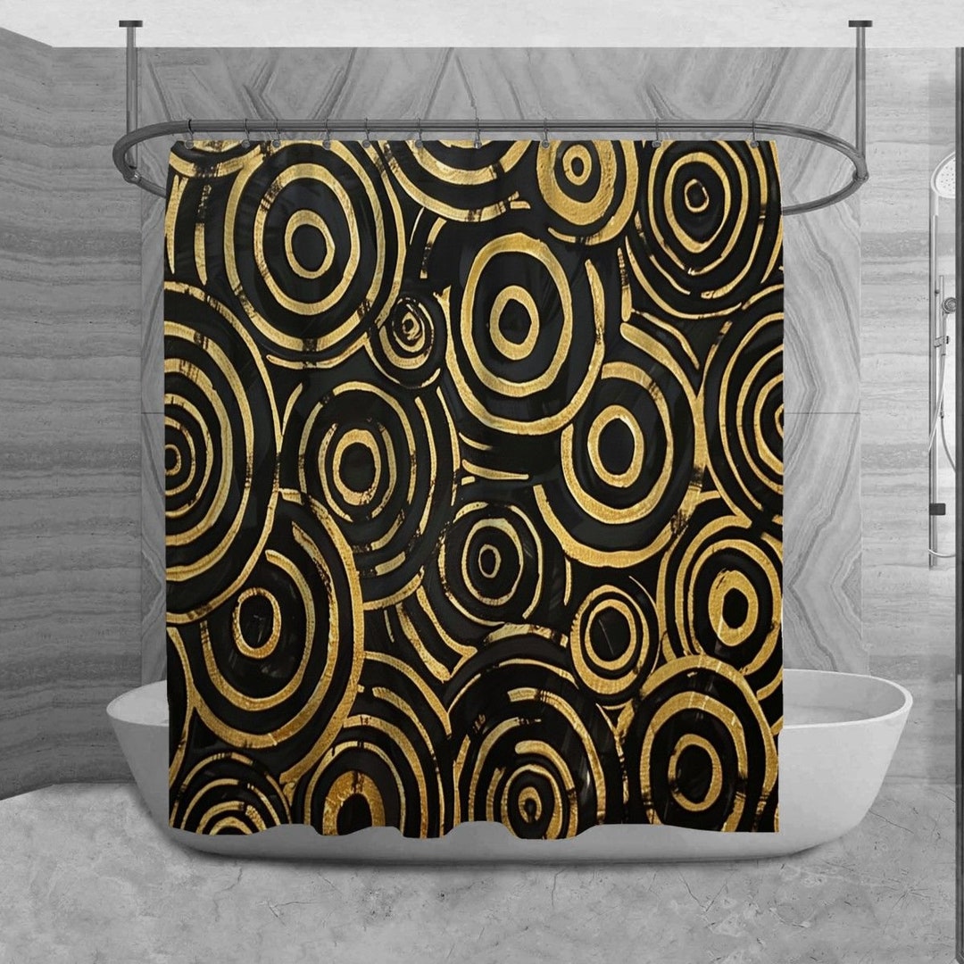 Abstract Shower Curtain, Cool Pattern Bathroom Decor, Circles Bath ...