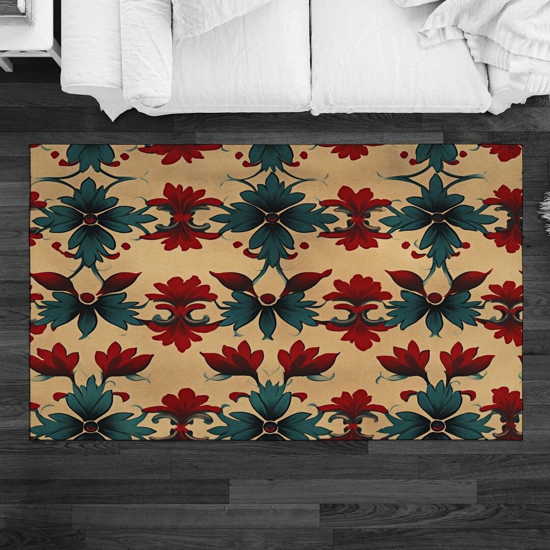 Medieval Rug Pattern Decor Large Rug Blue Living Room Rug - Etsy