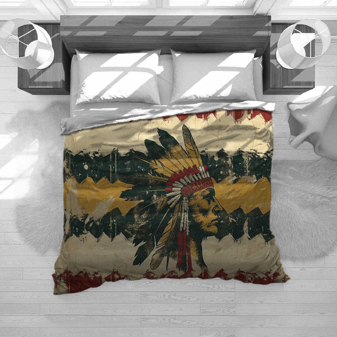 Native American Bedding, Cultural Bedding Set, Historic Portrait ...