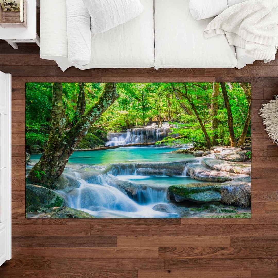Beautiful Waterfall Area Rugs Waterfall Rug Blue and Green Area Rug ...