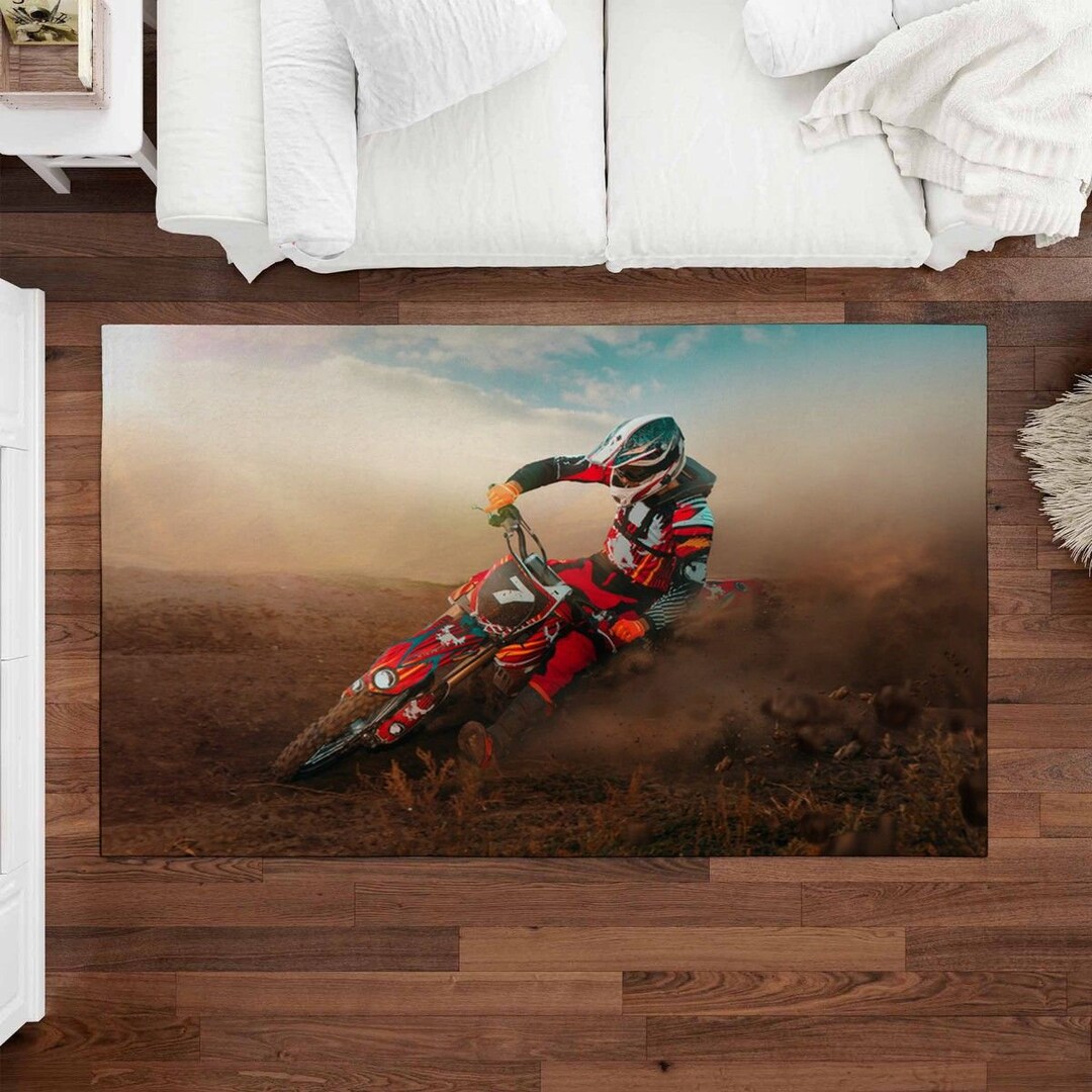 Sand Cloud Dirt Bike Rug: Motocross Rider in Action - Etsy