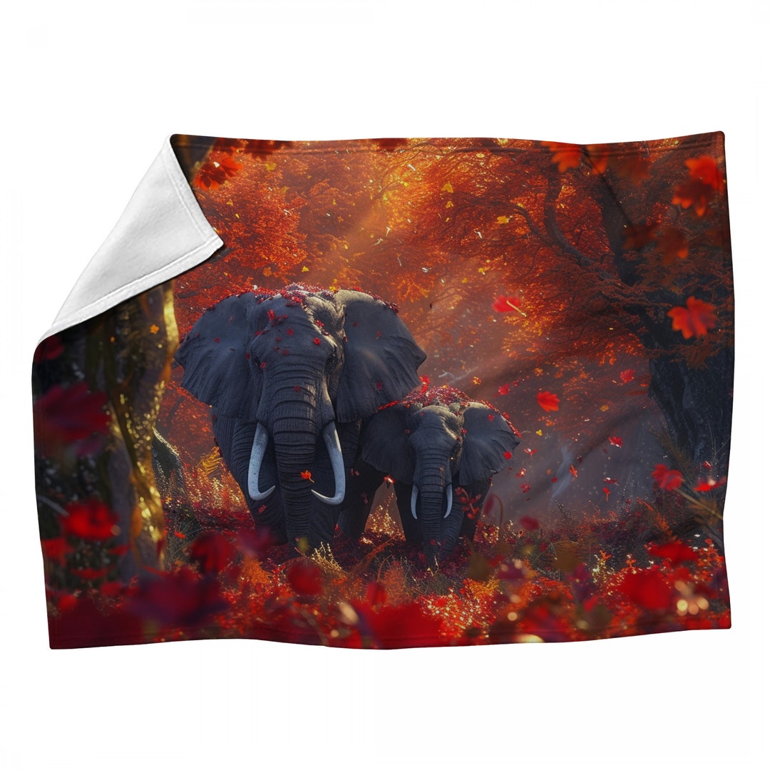 Elephants Blanket, Wildlife Blankets, Eclectic Sherpa Blanket, Mystical ...
