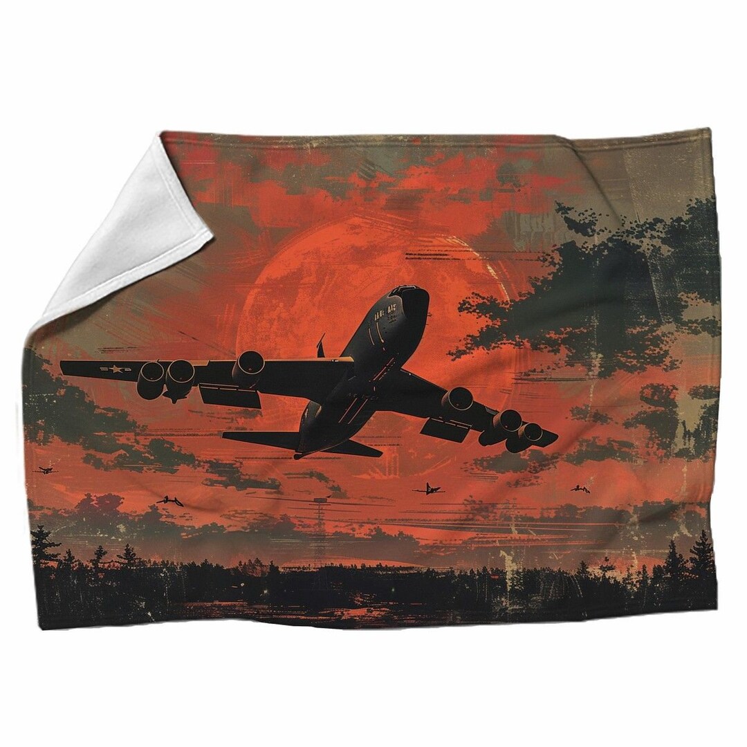 Airplane Blanket, Transport Blankets, Sunset Sherpa Blanket, Retro ...