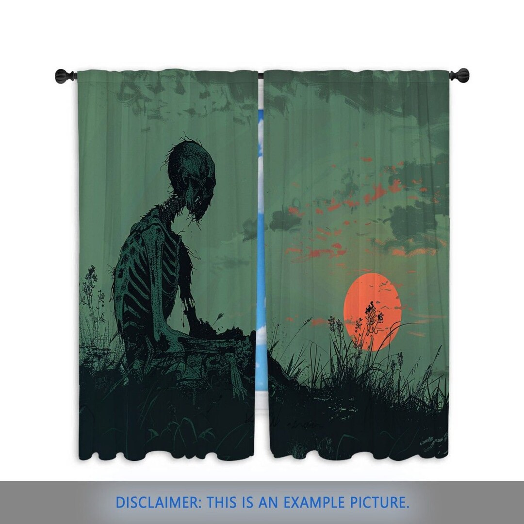 Skeleton Window Curtain, Horror Curtains, Macabre Curtain Panel, Dark ...