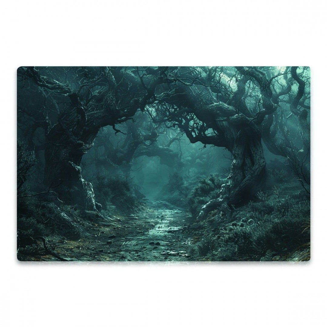 Enchanted Forest Rug, Landscape Rugs, Mystical Trees Area Rug, Dark ...